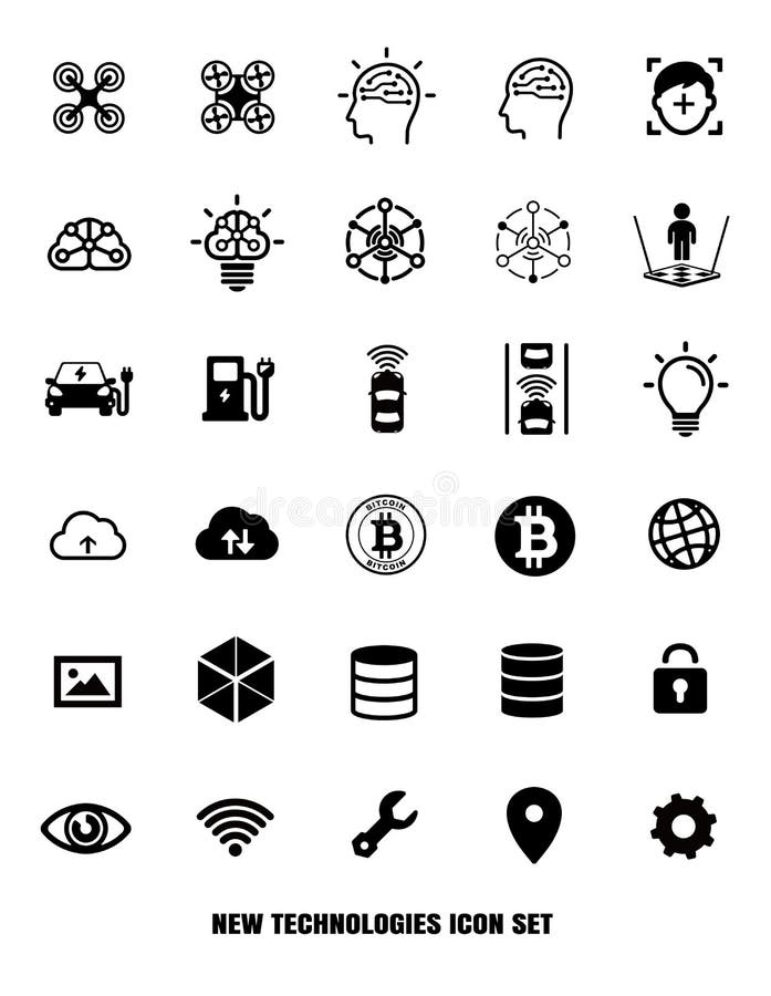 New Technologies Icon Set stock vector. Illustration of emblem - 76015103