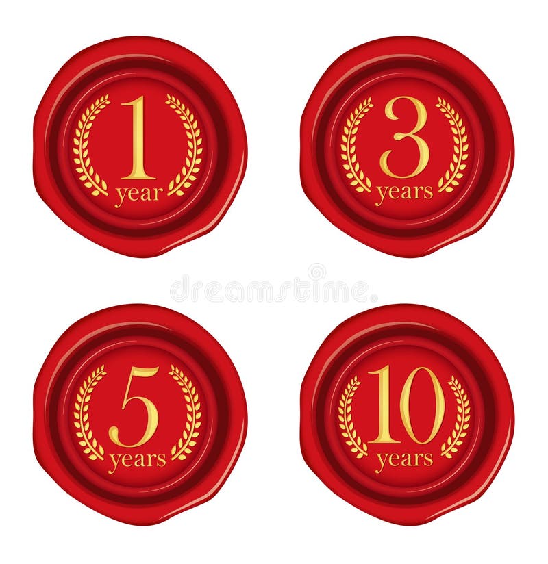 Sealing Wax , Stamp Illustration Set / Year Anniversary Stock Vector ...