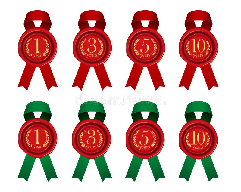 Sealing Wax , Stamp and Ribbon Illustration Set / Year Anniversary ...