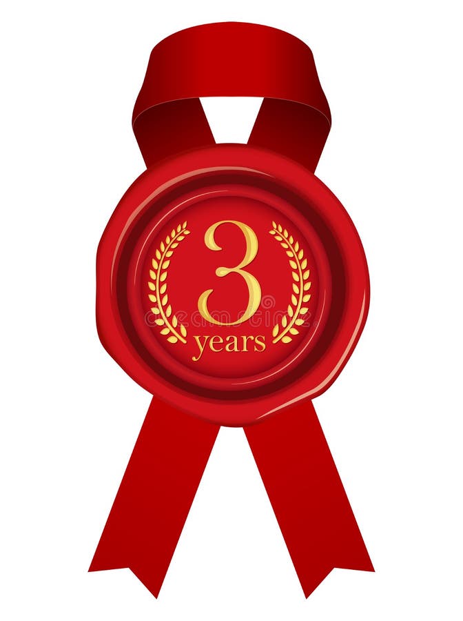 Sealing Wax , Stamp and Ribbon Illustration / 3 Years Anniversary Stock ...