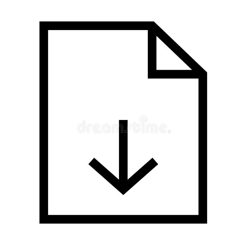 Thin Line Sharp Vector Icon / File Download Stock Vector - Illustration ...