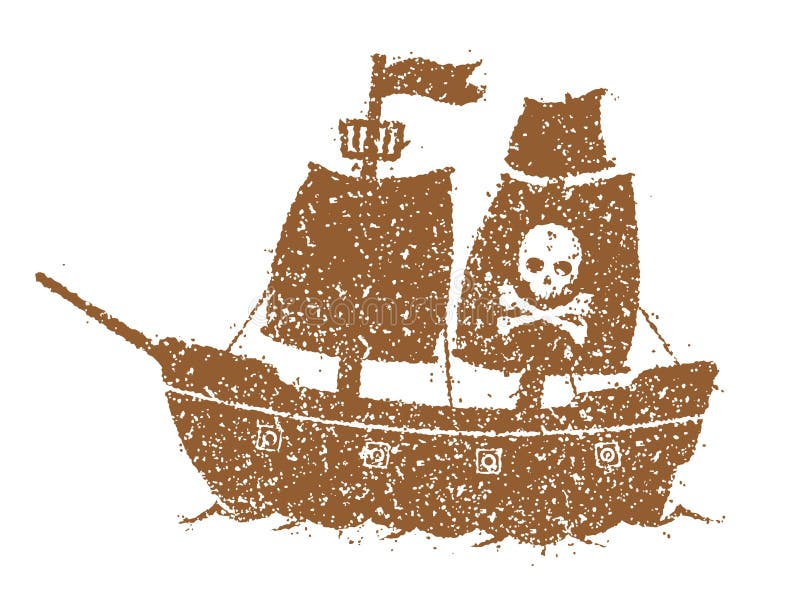 Pirate Ship Illustration / Grunge Texture Stock Vector - Illustration ...
