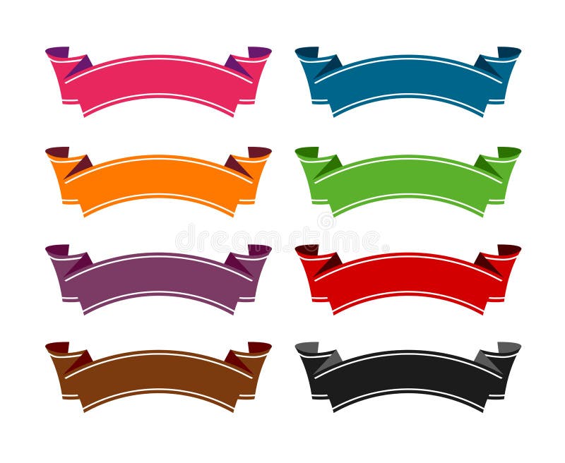 Ribbon Banner Template Illustration Set Stock Vector - Illustration of ...