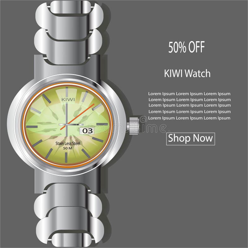 Kiwi Fruit Watch Background Template Stock Vector - Illustration of ...