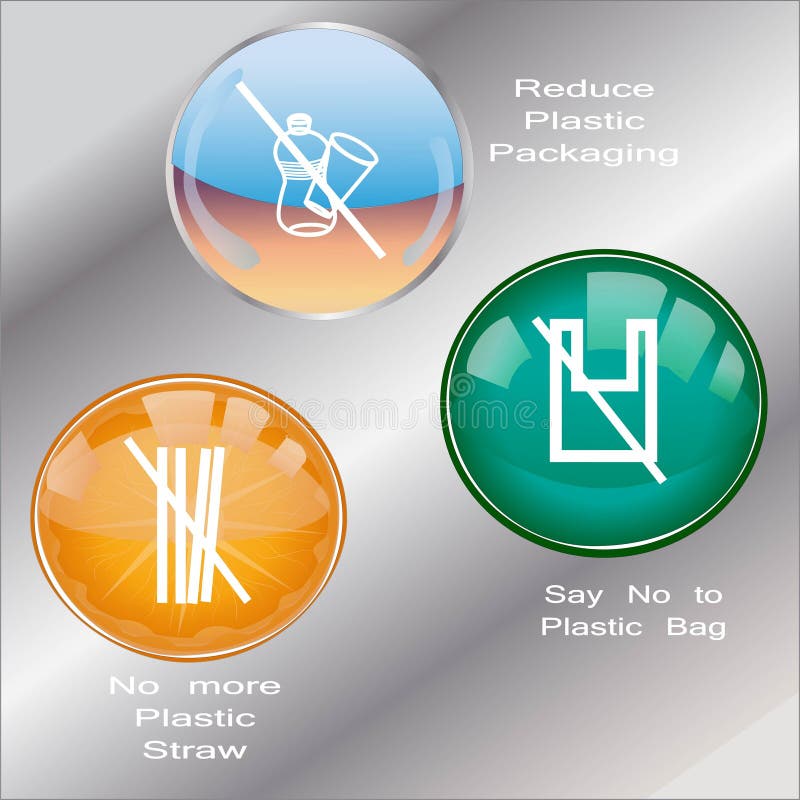 Less Plastic Usage Campaign Signs Stock Illustration - Illustration of ...