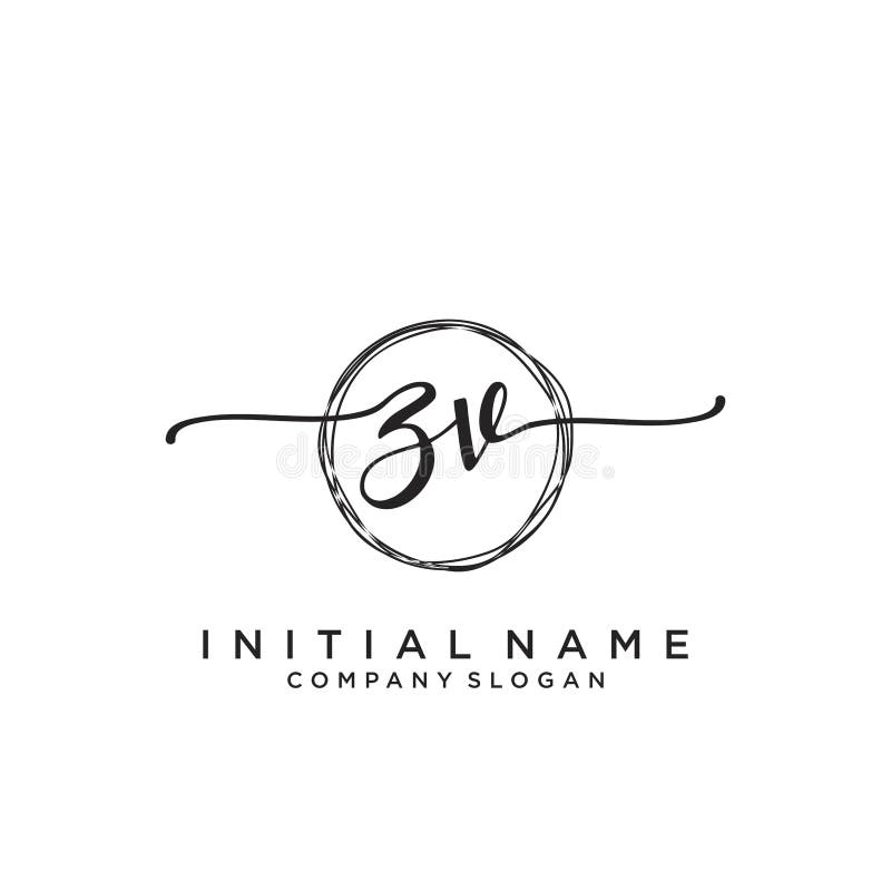 ZV Letter Initial Beauty Monogram and Elegant Logo Design, Handwriting ...