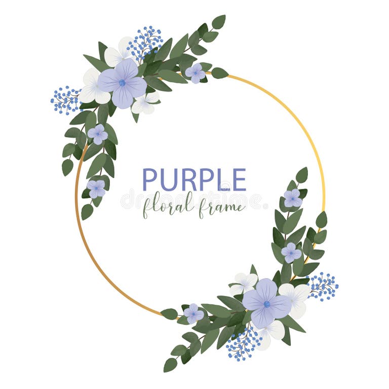 Purple Flower Circle Frame As Decoration Stock Illustration ...