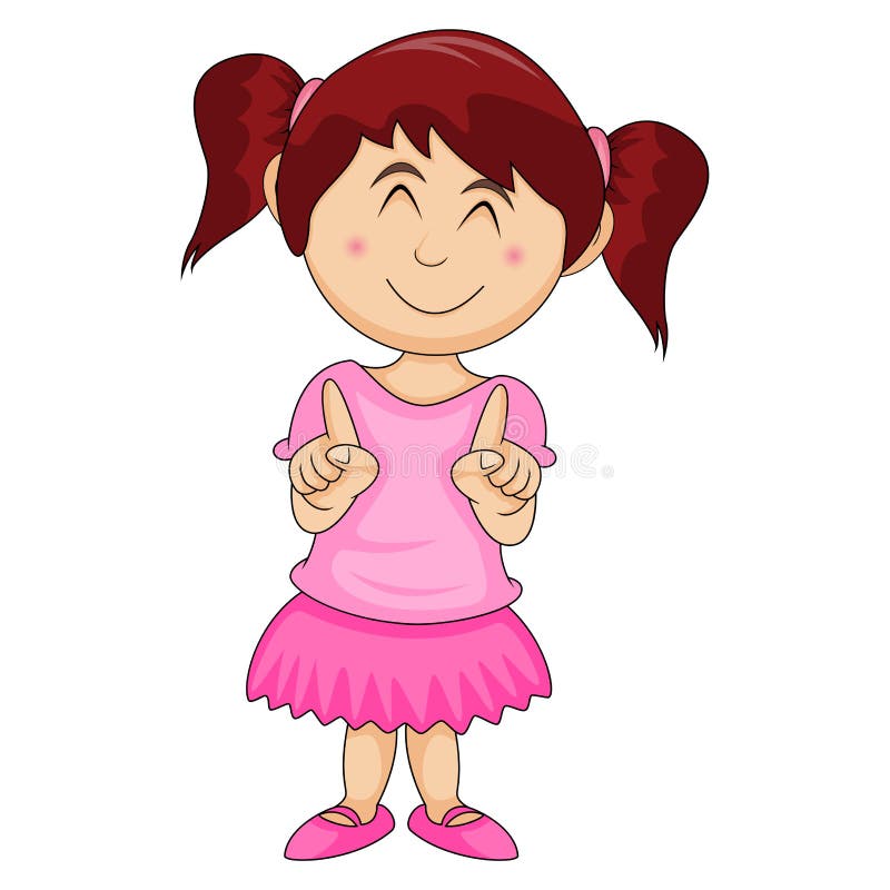 Pretty and Cute Girls Smile Shyly Cartoon Vector Illustration Stock ...