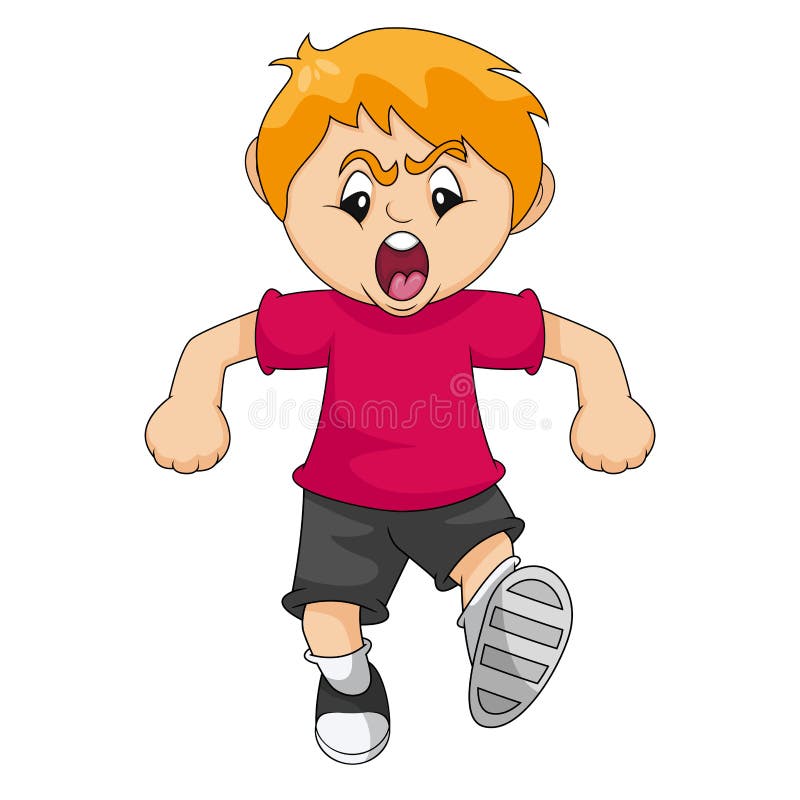 The Boy is Walking and Angry Cartoon Image Illustration Stock Vector ...