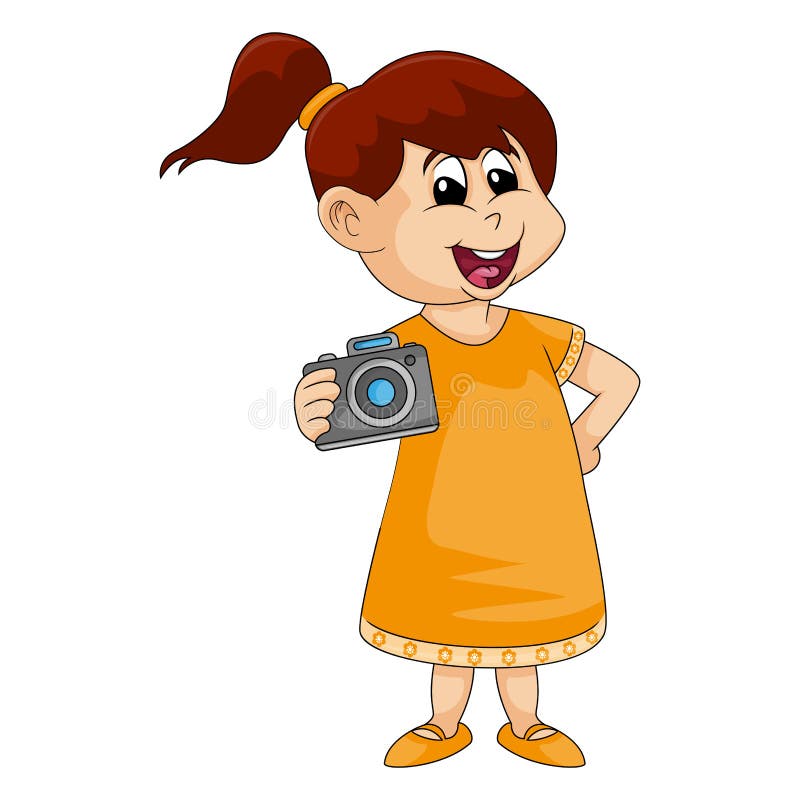 Pretty Girl with Camera Cartoon Vector Illustration Stock Vector ...