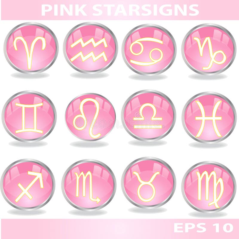 Pink Star Sign and Symbol Set Stock Illustration - Illustration of star ...