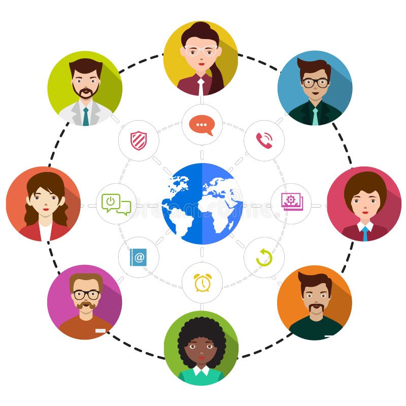 Social Networking Design Human Icons Circle Inforgraphic Style Stock ...