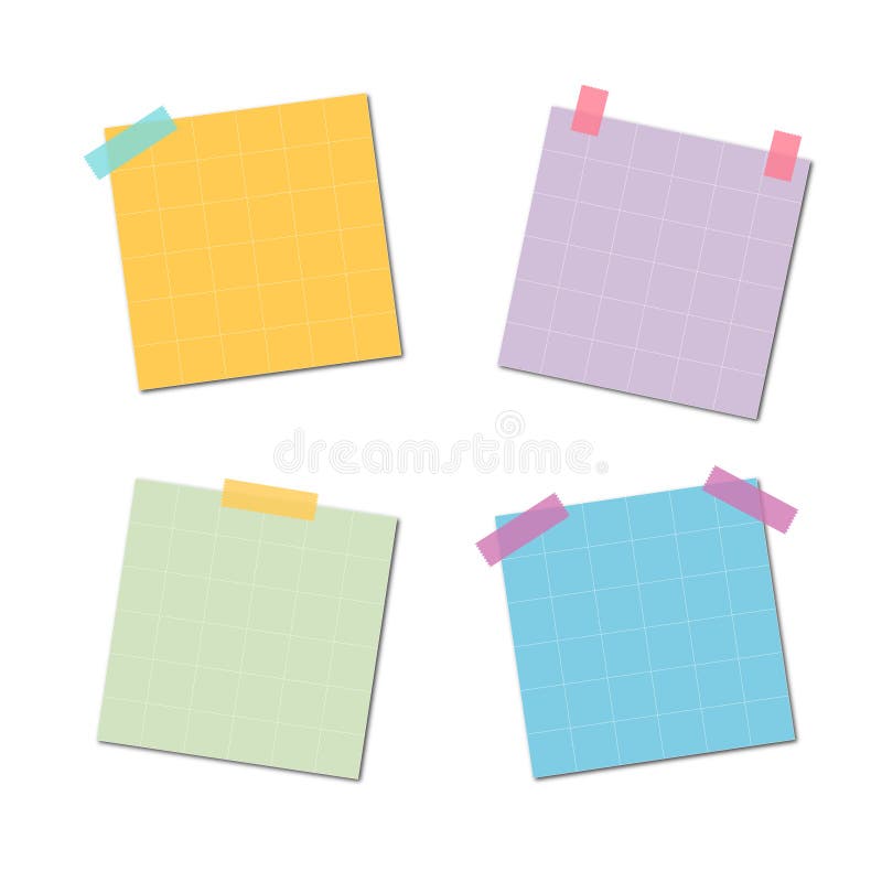 Blank Color Message Sticky Papers Set Vector Illustration Stock Vector ...