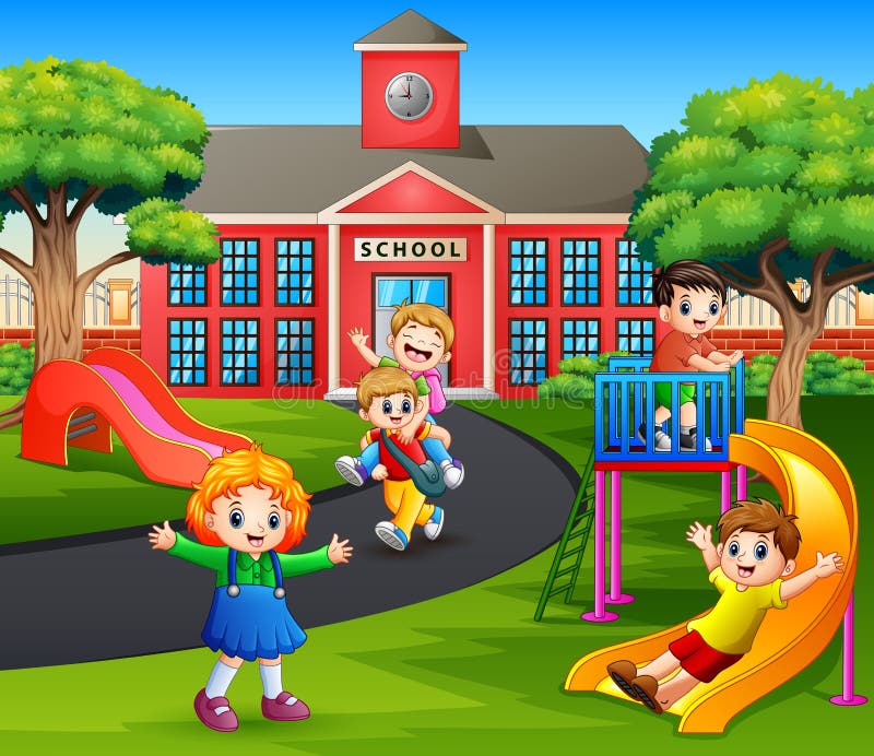 Kids Playing At School Animated