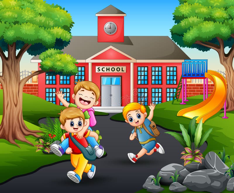 Happy Students Going Home after School Stock Vector - Illustration of ...