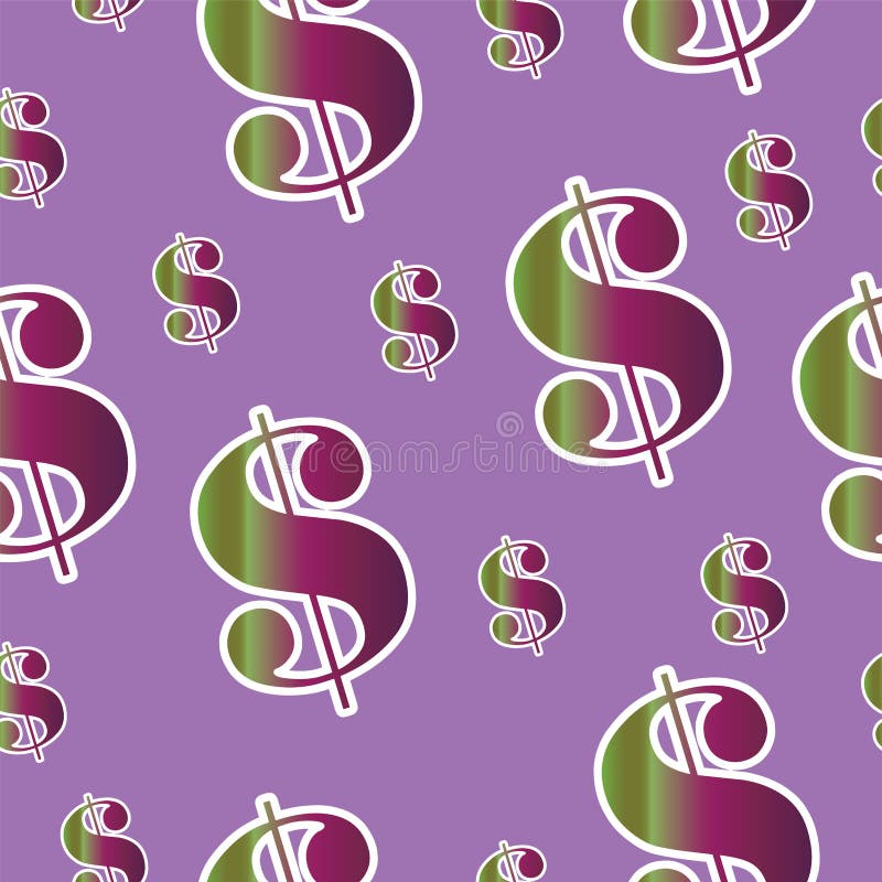 Seamless Pattern with Dollar Symbol Vector - Purple Theme Background ...