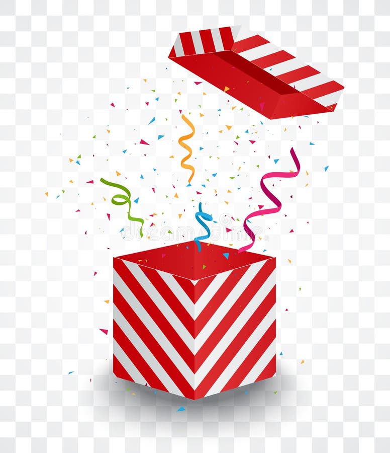 Birthday Celebrations with Red Box and Colorful Confetti Stock Vector ...