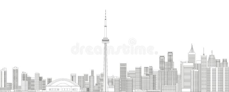 Toronto Cityscape Line Art Style Detailed Vector Illustration Stock ...