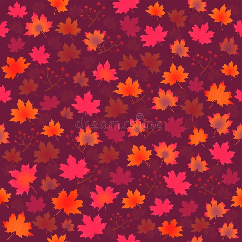 Autumn Foliage Seamless Purple Background. Stock Vector - Illustration ...
