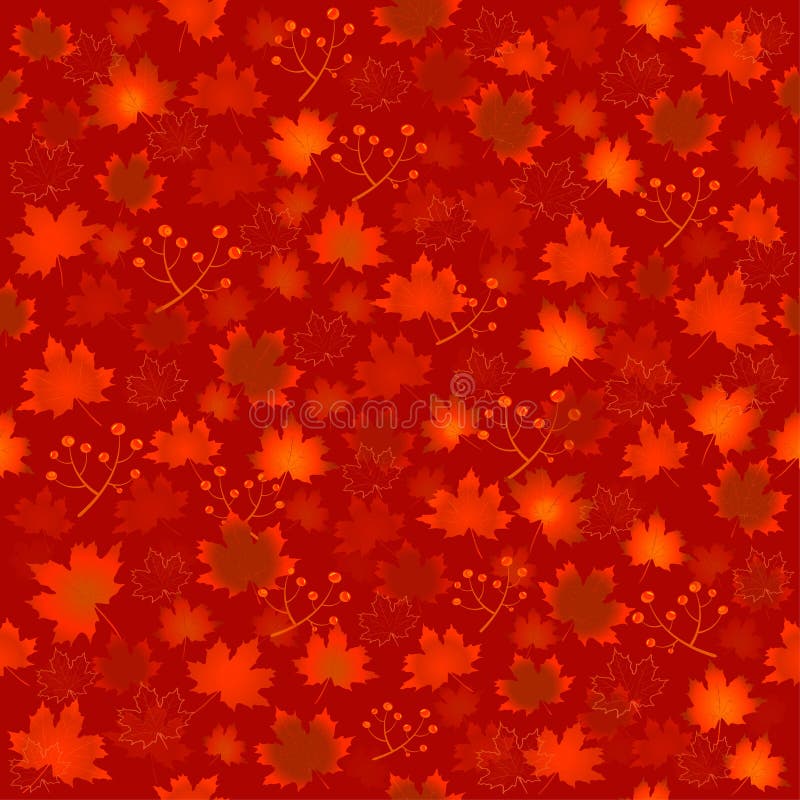 Autumn Leaves Seamless Red Background. Stock Vector - Illustration of ...