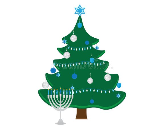 Hanukkah Tree and Menorah stock vector. Illustration of card - 162202276