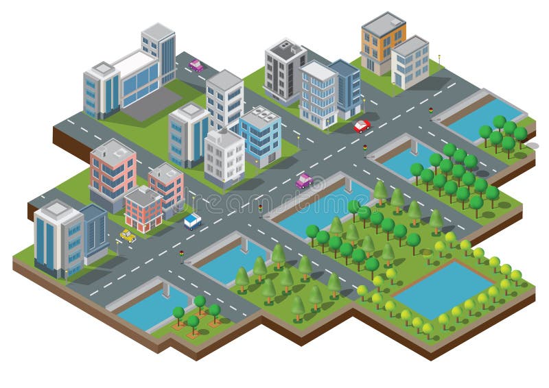 Isometric City Building Vector. Stock Illustration - Illustration of ...