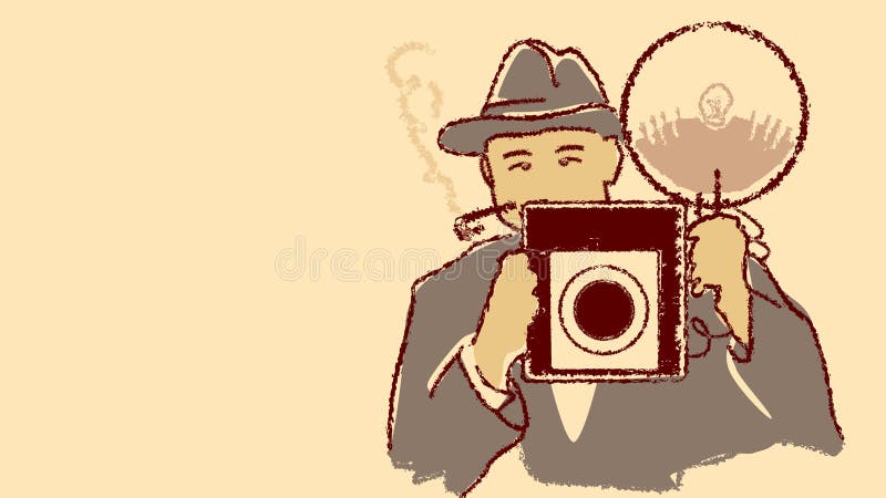 Retro Photojournalist Holding Vintage Camera Newspaper Reporter ...