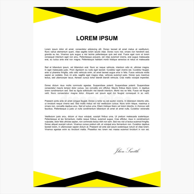 Letterhead with Black Yellow Design Stock Vector - Illustration of ...