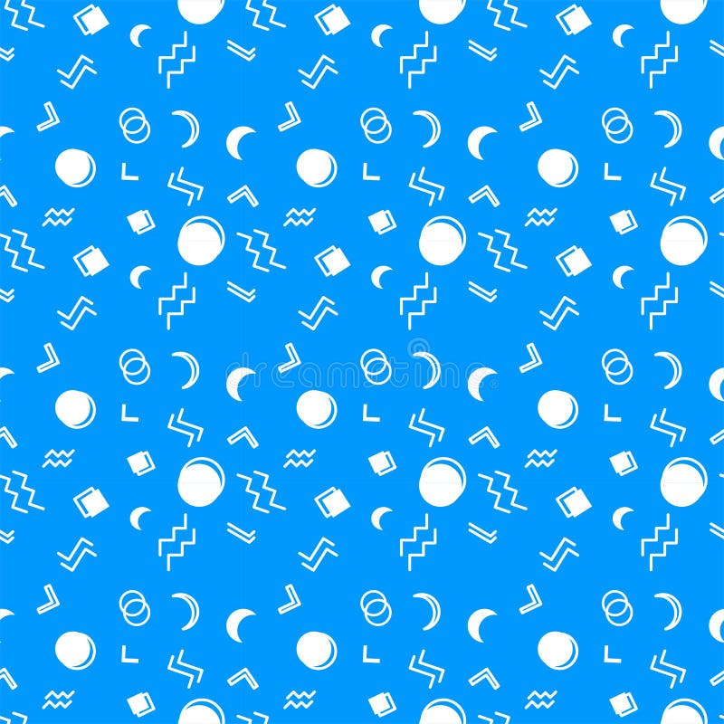 Pattern Memphis Style Seamless with Blue Background Stock Vector ...