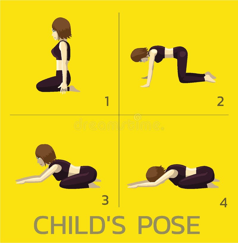 Child`s Pose Yoga Manga Tutorial How Cartoon Vector Illustration Stock ...
