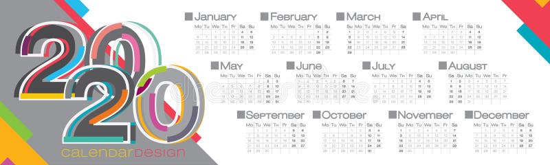 Vector Calendar Design with 2020 Seasons Concept Stock Vector ...