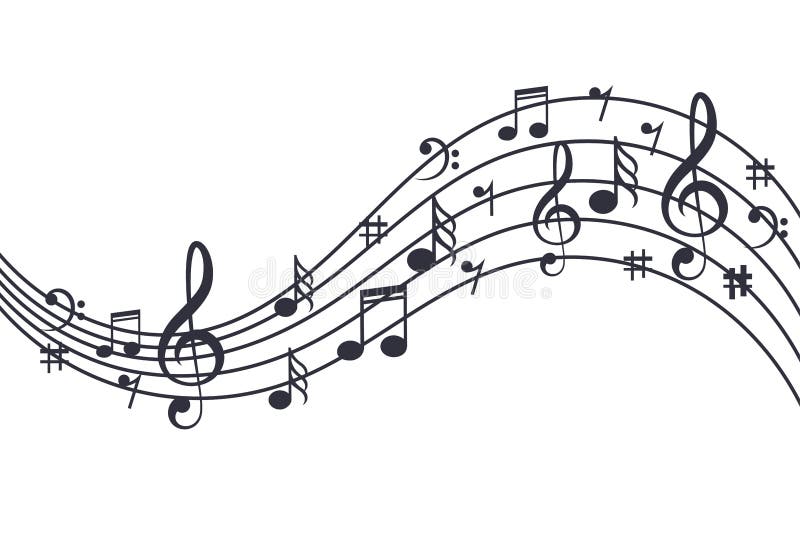 Music notes with waves. stock vector. Illustration of card - 162640445