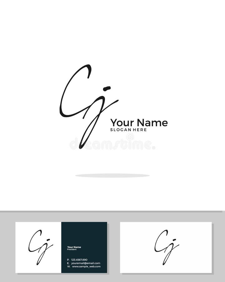 C J CJ Initial Logo Signature Vector. Handwriting Concept Logo. Stock ...