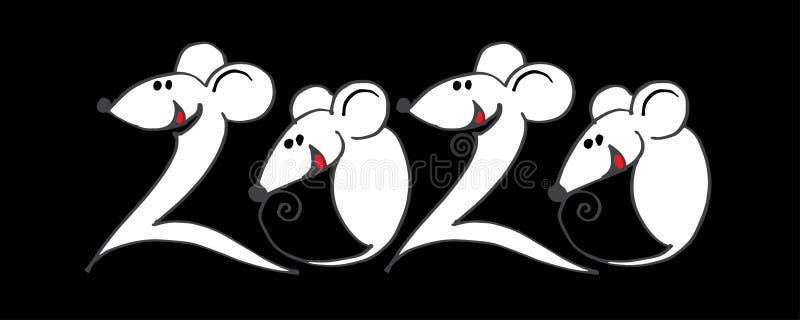 2020 Lettering Logo Design with Cute Rat Stock Illustration ...