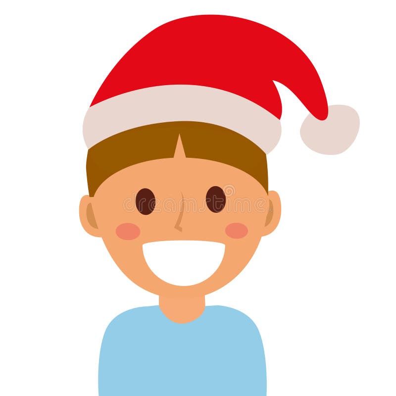 Avatar Boy Icon with Santa Hat. Stock Vector - Illustration of male ...