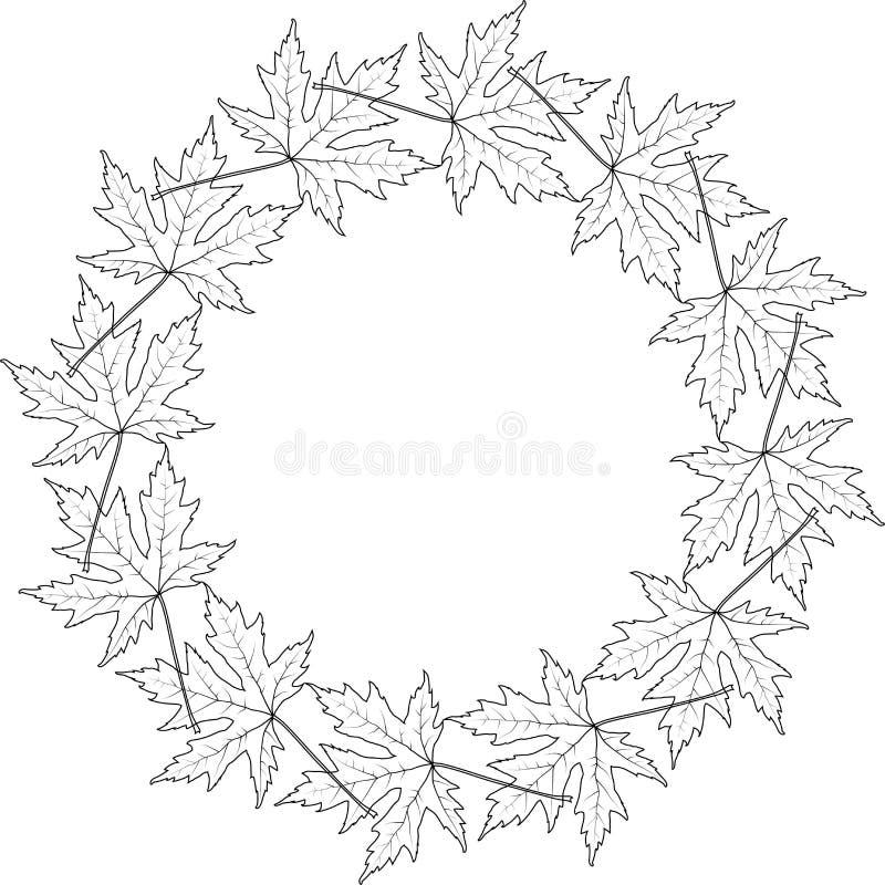 Vector Outline Leaf Circle Template Stock Vector - Illustration of ...