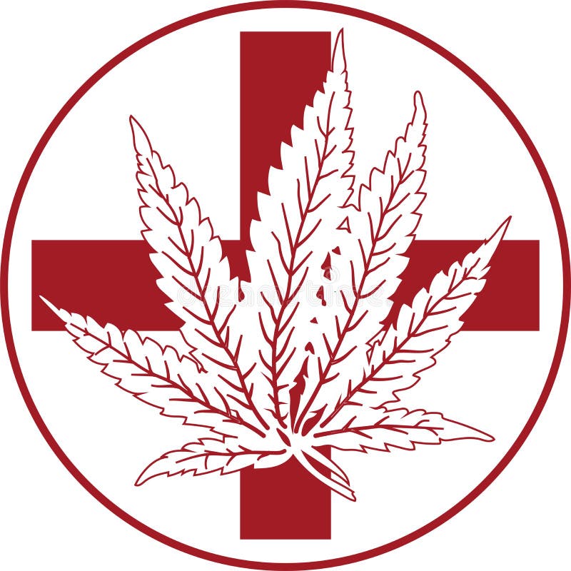 Red Medical Cannabis with Cross Stock Illustration - Illustration of ...