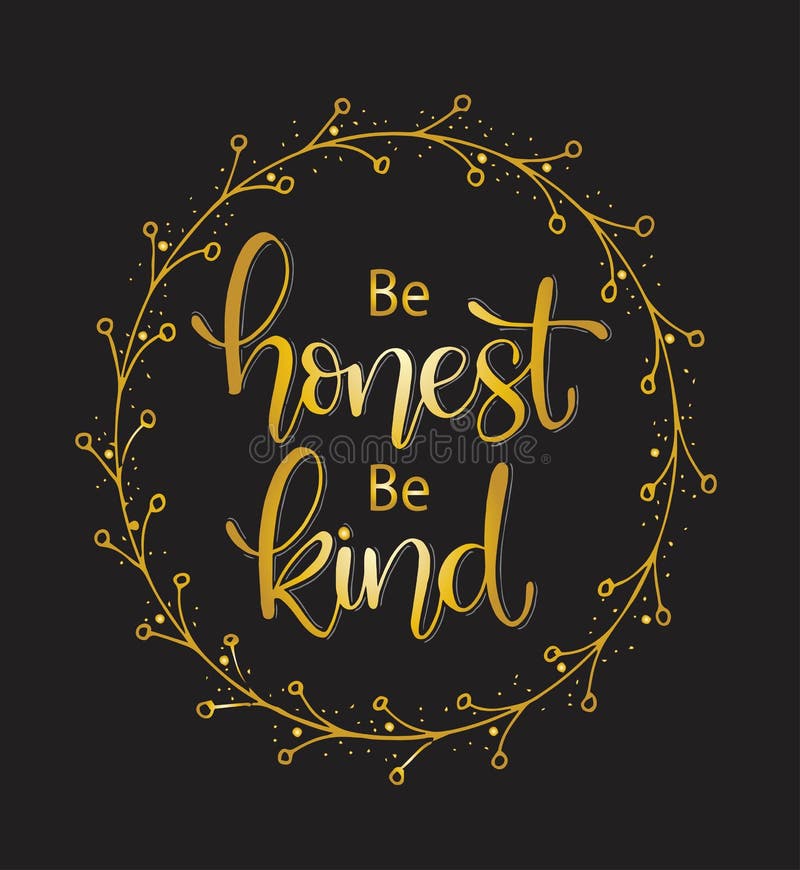 Be Honest Be Kind, Hand Lettering, Inspirational Quote Stock ...
