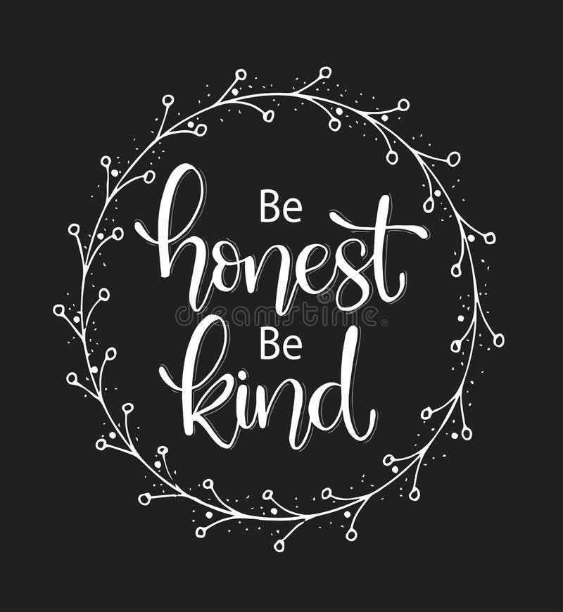 Be Honest Be Kind, Hand Lettering, Inspirational Quote Stock ...