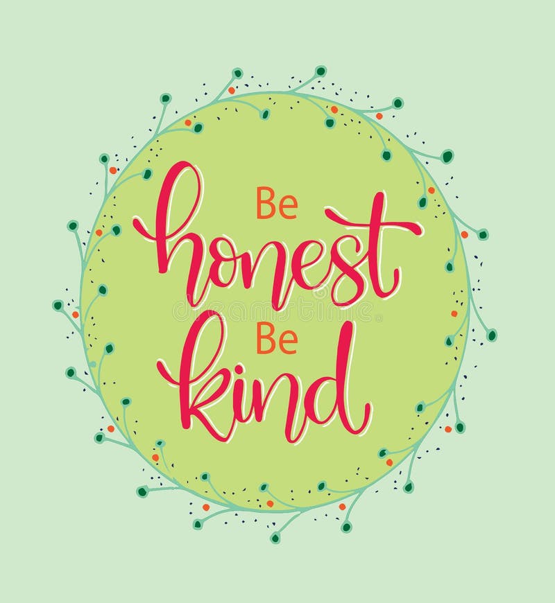 Be Honest Be Kind, Hand Lettering, Inspirational Quote Stock ...