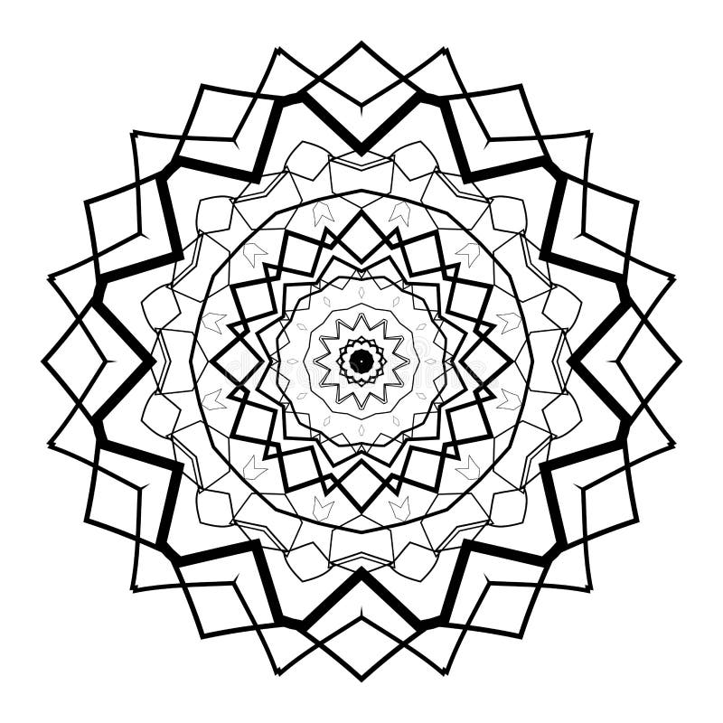 Black Line Abstract Mandala Stock Illustration - Illustration of ...