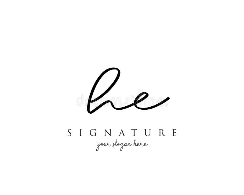 He Initial Handwriting Signature Logo Template Vector. Stock Vector ...