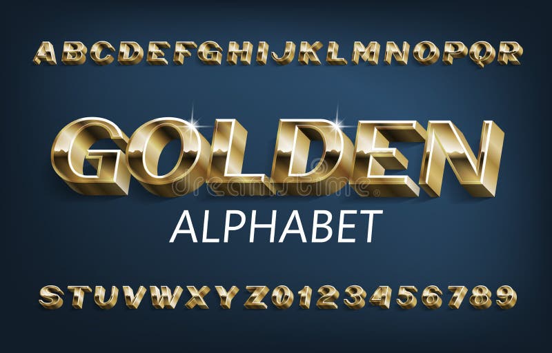 Golden Alphabet Vector Font. Stock Vector - Illustration of gold, order ...