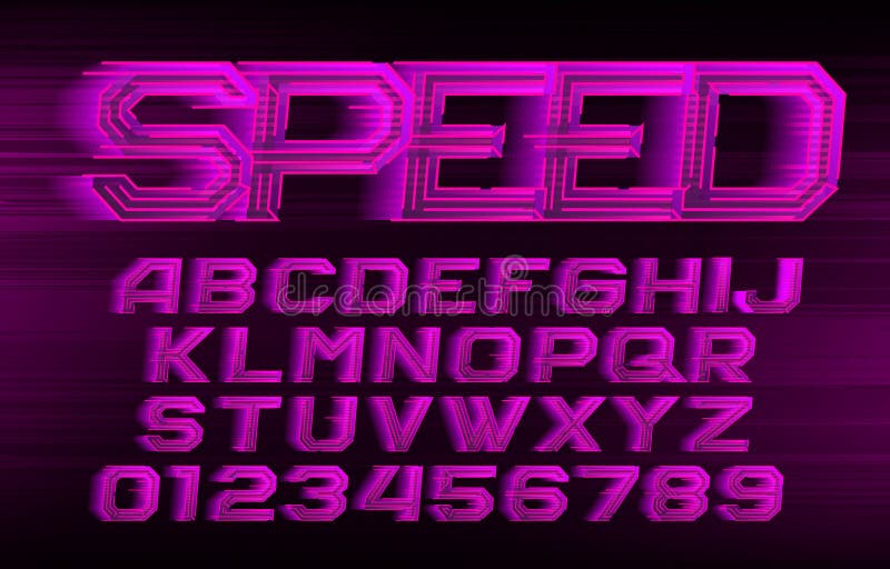 Fast Wind Alphabet Font. Speed Effect Letters, Numbers and Symbols ...