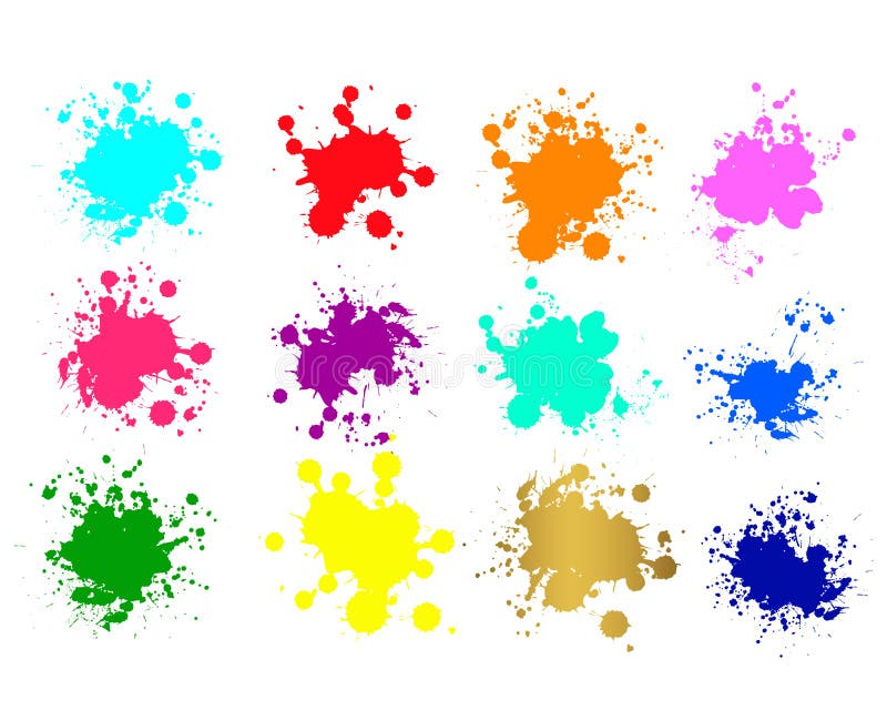 Color Ink Splashes. Grunge Splatters. Stock Vector - Illustration of ...