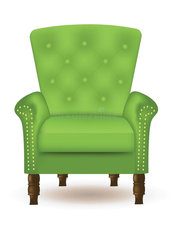 Green Elegant Quilted Chair with Wooden Legs Stock Vector ...