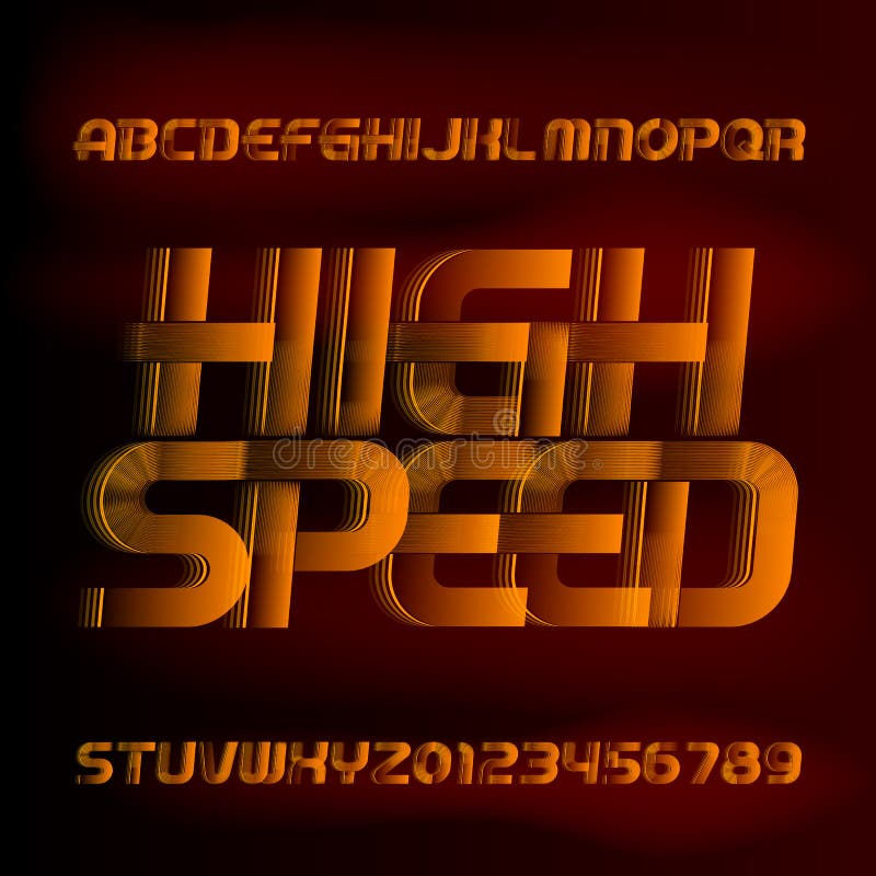 High Speed Alphabet Font Wind Effect Type Letters And Numbers Stock Vector Illustration Of