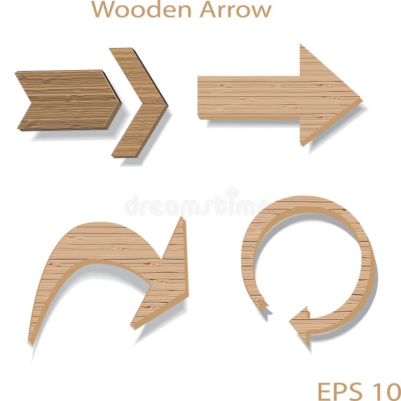Natural Wooden Arrow Direction Sign Set Stock Vector - Illustration of ...