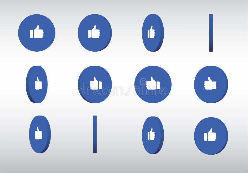 3D Like Button Spinning Social Media Icons Vector Stock Vector ...
