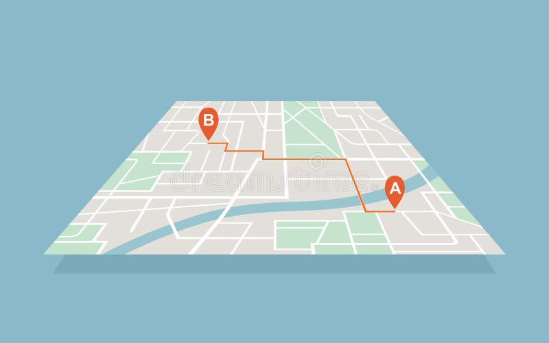 City Map Navigation Route. Finding the Way Concept Stock Vector ...